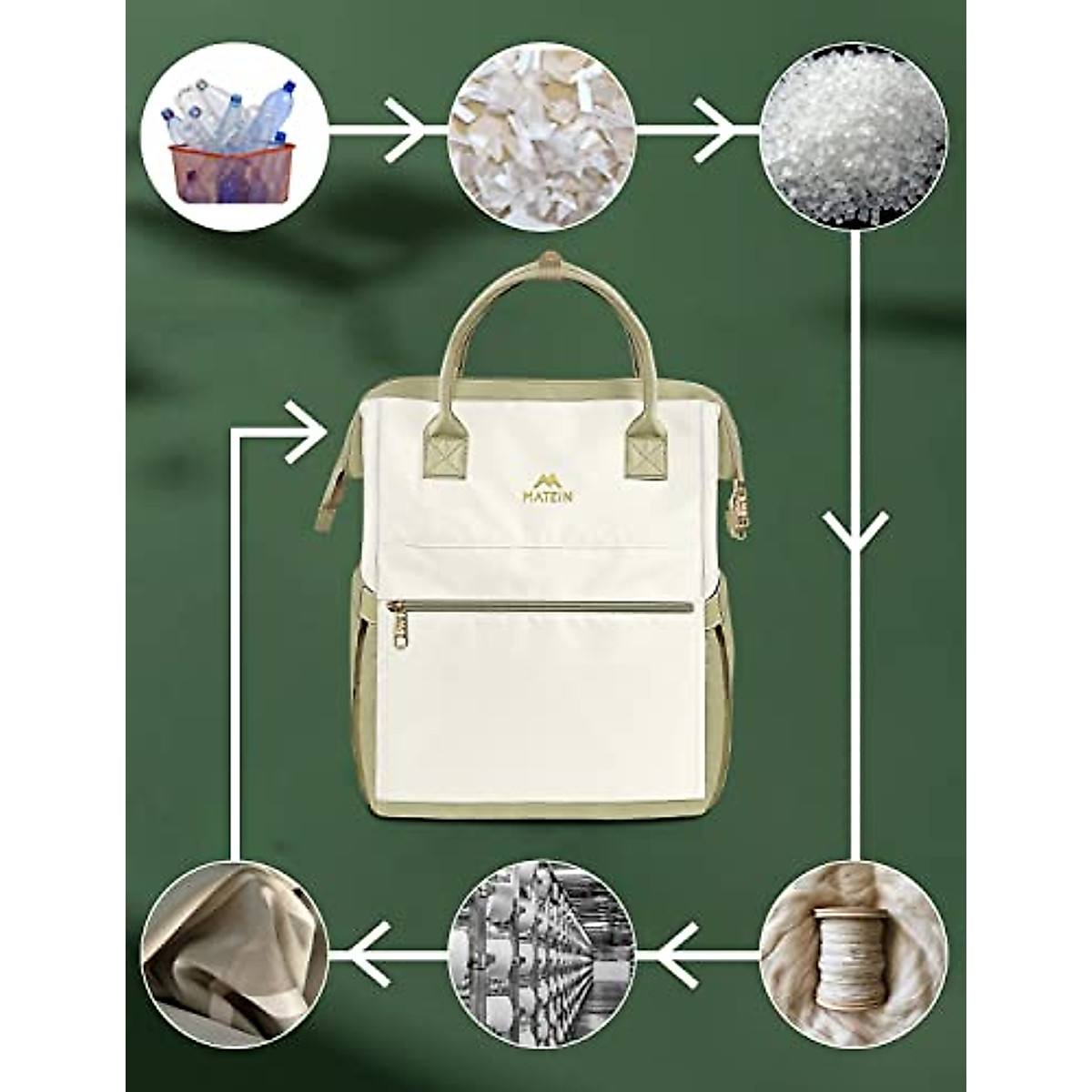 MATEIN ECO Friendly Backpack Purse for Women, Water Resistant Travel Backpack Business Computer Daypack Work Bag Fits 15.6 Inch Laptop, Sustainable Gifts for School Student Teacher Nurse, Beige