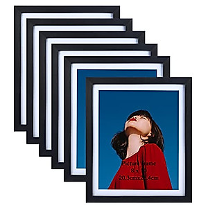 Lavezee Floating Shelves with Rose Flower Metal Wall Art Decor Set of 3 and 6 Packs 8x10 Black Pciturte Frames with Mat