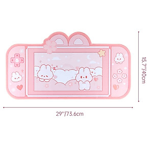 BelugaDesign Bunny Desk Pad | NS Switch Keyboard Gaming Mat Large Mat Mousepad | Pastel Pink Easter Animal Kawaii Cute Anime Desk Blotter Protector (Pink Rabbit, Large)