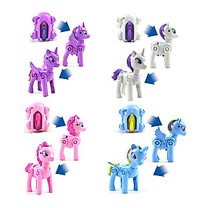 QINGQIU 4 Pack Jumbo Unicorn Deformation Easter Eggs with Toys Inside for Kids Boys Girls Toddlers Easter Basket Stuffers Fillers Gifts Party Favors