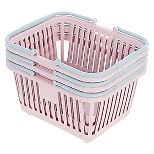 Kisangel Toy Shopping Basket 3pcs Plastic Portable Baskets with Handles Mini Shopping Basket Play Grocery Basket Toys Storage Organizer for Kids Kids Basket