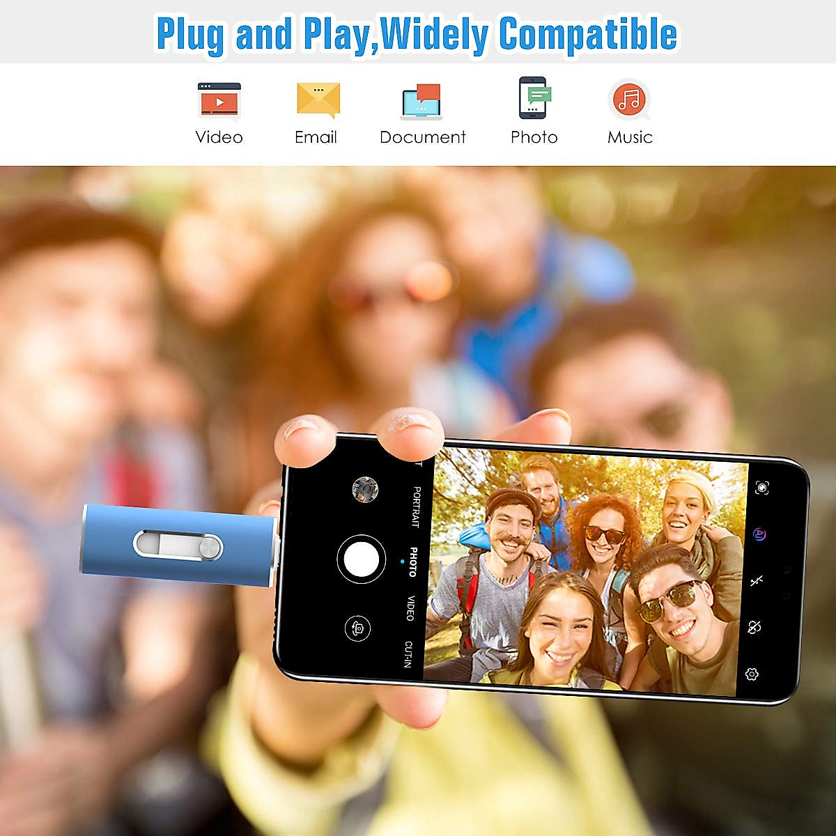 USB C Flash Drive Aiibe 128GB USB 3.1 Flash Drive Dual Drive USB Type-C Thumb Drive 128GB 128G USB C Drive Speeds Up to 350MB/s - Blue