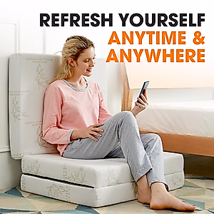 Cheer Collection Foldable Mattress - Tri Folding Mattress - Portable 4 Inch Thin Mattress for Floor - Must-Have Folding Mattress - Trifold Mattress for Sleepovers, Camping, and Guests (75"x25"x4")