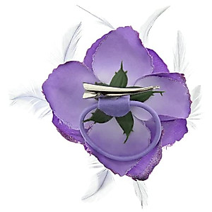 Topkids Accessories Rose Flower Hair Clip Hairband Floral Corsage Fascinator Hair Band Aligator Beak Grip for Women & Girls Wedding Prom Party Special Occasion (Lilac)
