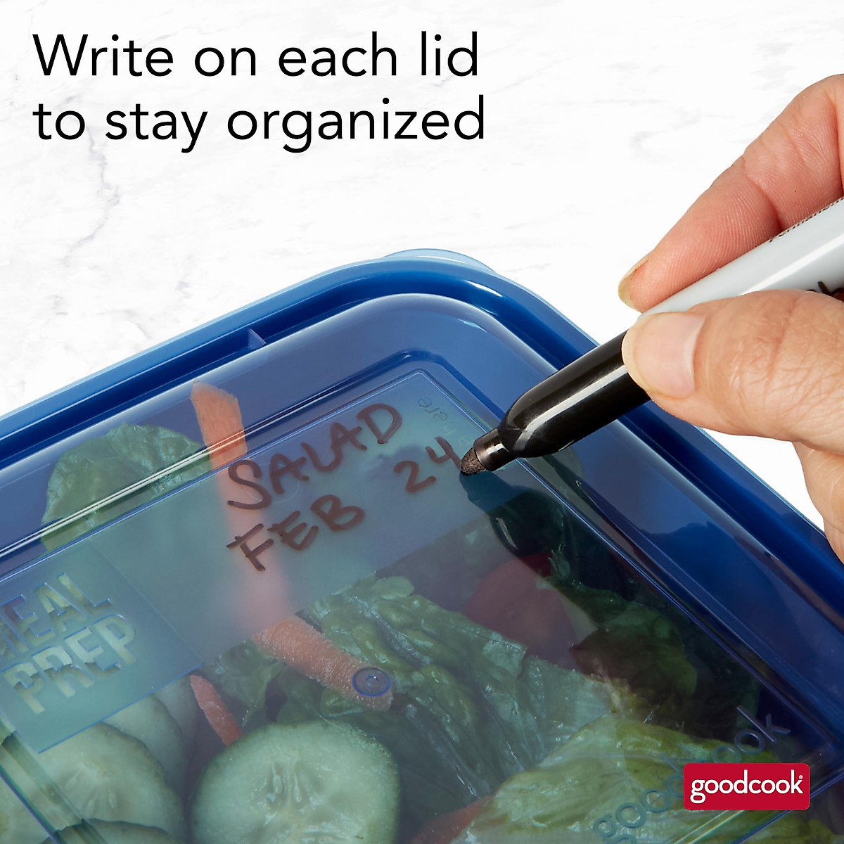 GoodCook Meal Prep 3 Cup Square, 20-Piece, Blue, Made without BPA