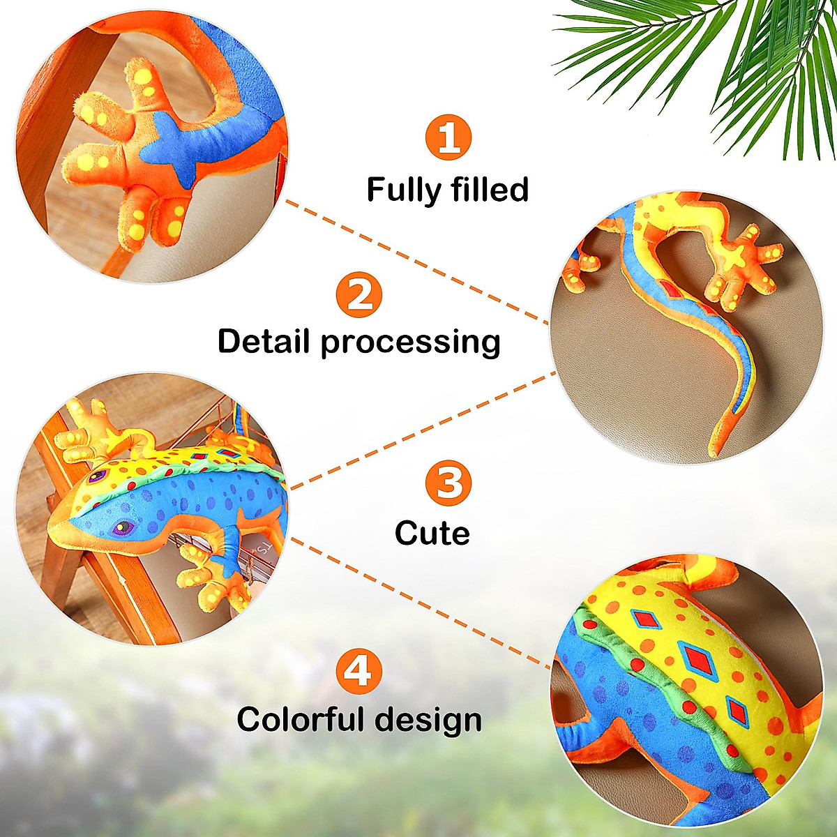 Civaner 22 Inches Realistic Lizard Stuffed Animal Plush Toy with Spots Colorful Gecko Stuffed Animal Sturdy Gecko Plush Reptilian Toy Huggable Birthday Gift for Little Person Teens (Yellow)