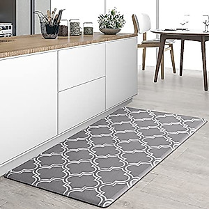 Keeko Kitchen Mat, 20''x39'' Cushioned Anti-Fatigue Floor Mat, Heavy Duty PVC Ergonomic Comfort Standing Foam Mat for Kitchen, Floor Home, Office, Sink, Laundry, Grey