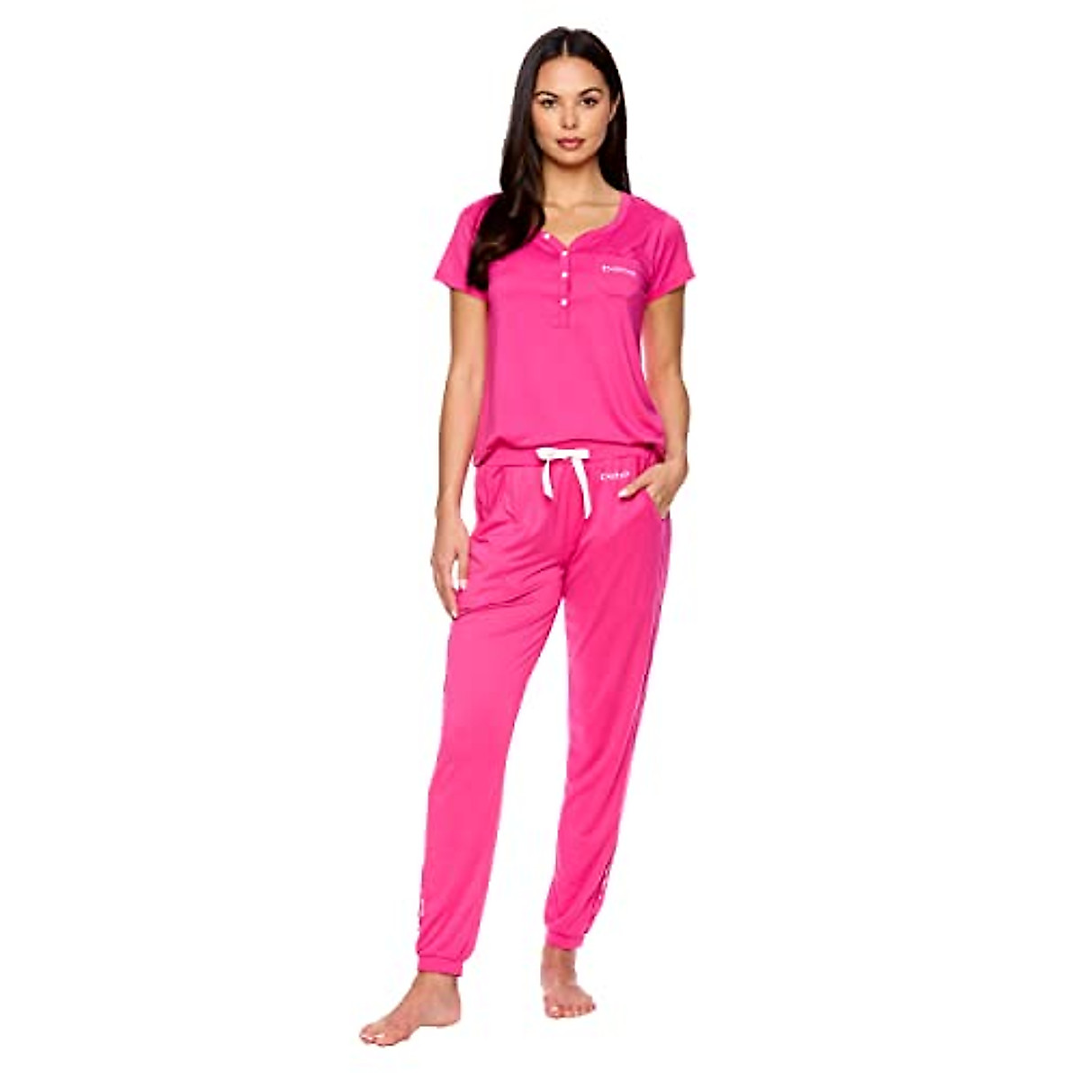 bebe Womens Pajama Sets - Short-Sleeve Pajamas for Women with Lace Accents - PJ Set for Women (Fuchsia, X-Large)