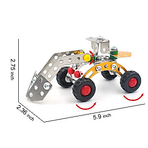 Samtor Metal Engineering Vehicle Assemble Building Blocks Toy Set Kit, Educational Car Model, for Child of Ages 8 and up, Steam, Birthday Gift (Forklift and Snow Pusher)