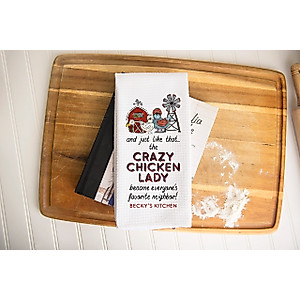 CANARY ROAD Crazy Chicken Lady Neighbor Towel, For Her, Chicken Mom Gift, Chicken Lady, Chicken Farmer Gift, Backyard Farmer Gift