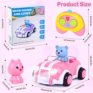Wrystte Remote Control Car for Girls,Toys for 2 3 4 5 6 7 Year Old Girls,Toy Cars for Girls Age 3+,Fast My First Mini RC Car for Kids with Light & Music Christmas Birthday Gifts for Toddler Girls Pink