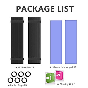 2 Pack M.2 NVMe Aluminum Heatsinks Cooler with Nano Silicone Thermal Pad