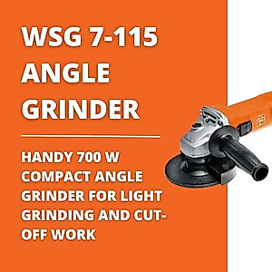 Fein Corded Compact Angle Grinder with 4-1/2" Grinding Wheel and 5-8/11" Mounting Thread - Solid Metal Drive Head, 420 W Output, 12,500 RPM - WSG 7-115/72219760120