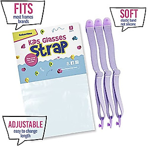 Geborilma Kids Glasses Strap with Snap Button - 3 PACK Elastic Eyeglass Band for Kids Baby Toddler - Sport Eyeglasses Bands Light Purple
