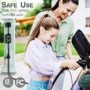 SetWire Level 2 EV Charger, 40 Amp Smart WiFi, 2 in 1 Wall Mount & Portable EV Charger,110-240V, NEMA 14-50 Plug, 23-Foot Cable, Electric Vehicle Car Charging Stations