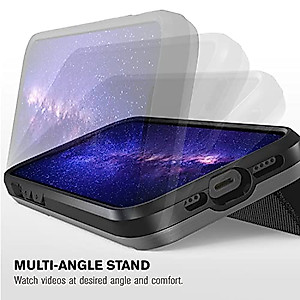 VENA vCommute Wallet Case Compatible with Apple iPhone 14 Pro (6.1"-inch), (Military Grade Drop Protection) Flip Leather Cover Card Slot Holder with Kickstand - Slate Black