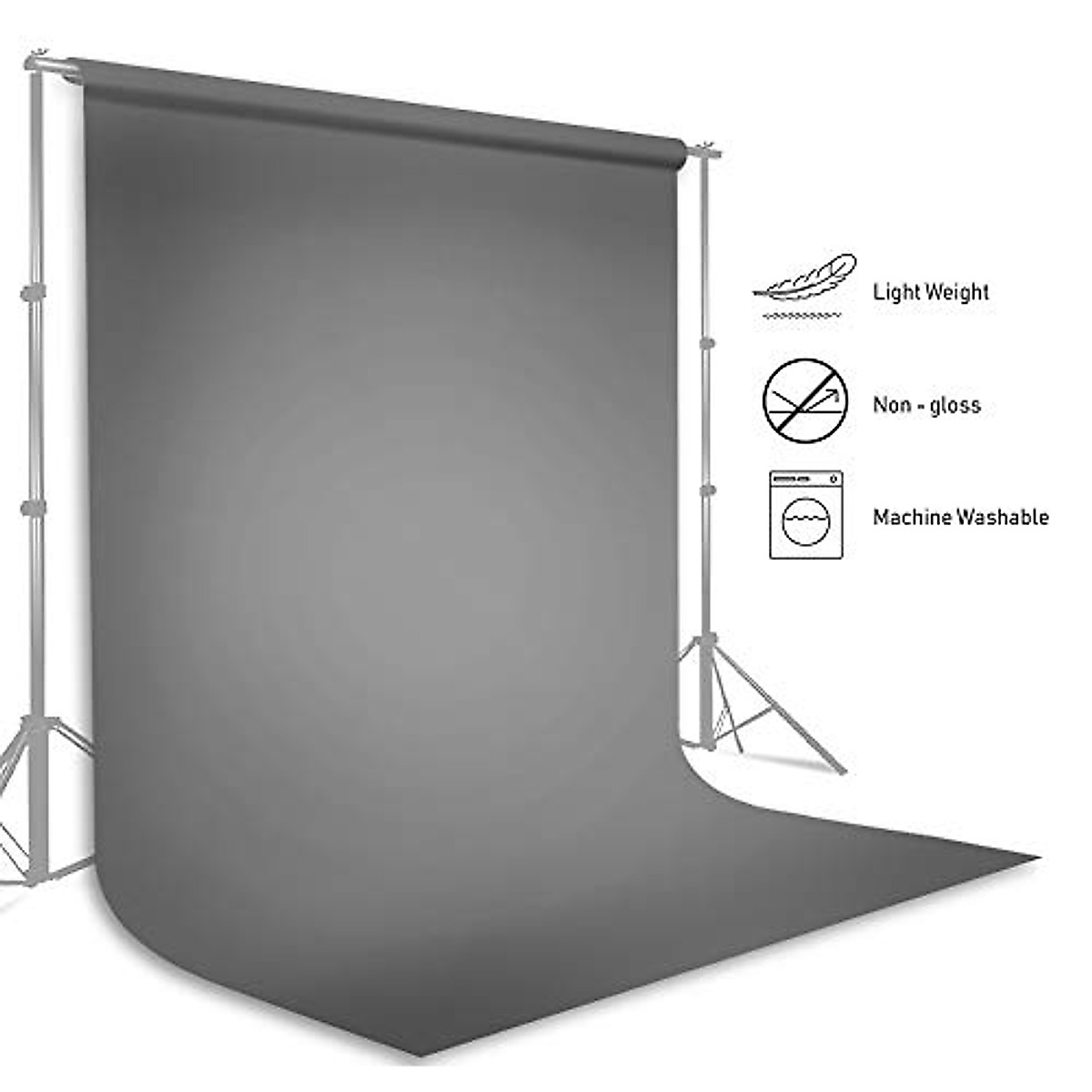 Julius Studio 6 ft. x 9 ft. Pure Gray Background Backdrop Screen, Superior 150GSM Higher Density Thicker Synthetic Fabric Material for Professional Studio, Family Events, Grey Video Shooting, JSAG105