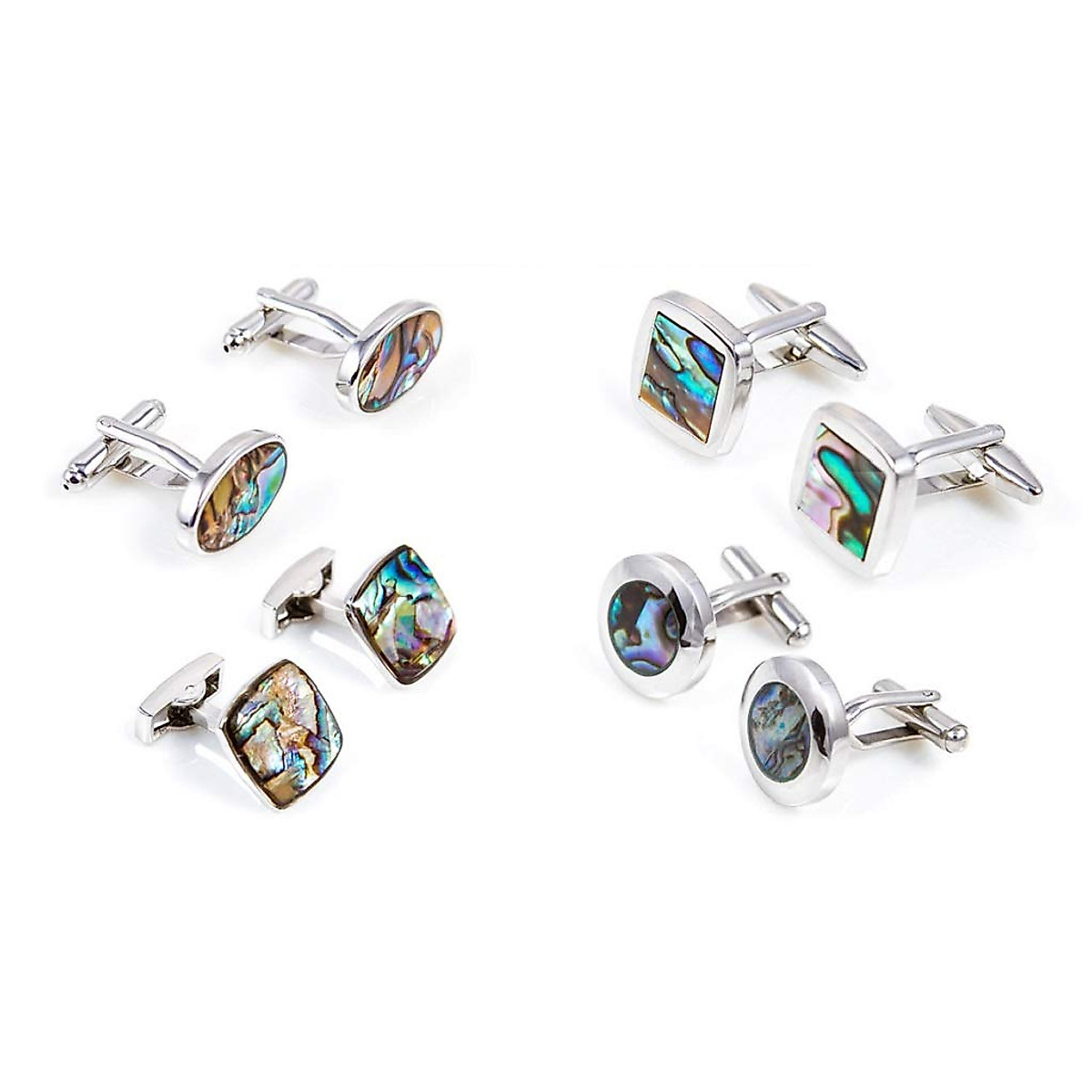 MRCUFF Abalone 4 Pairs Cufflinks in a Presentation Gift Box & Polishing Cloth