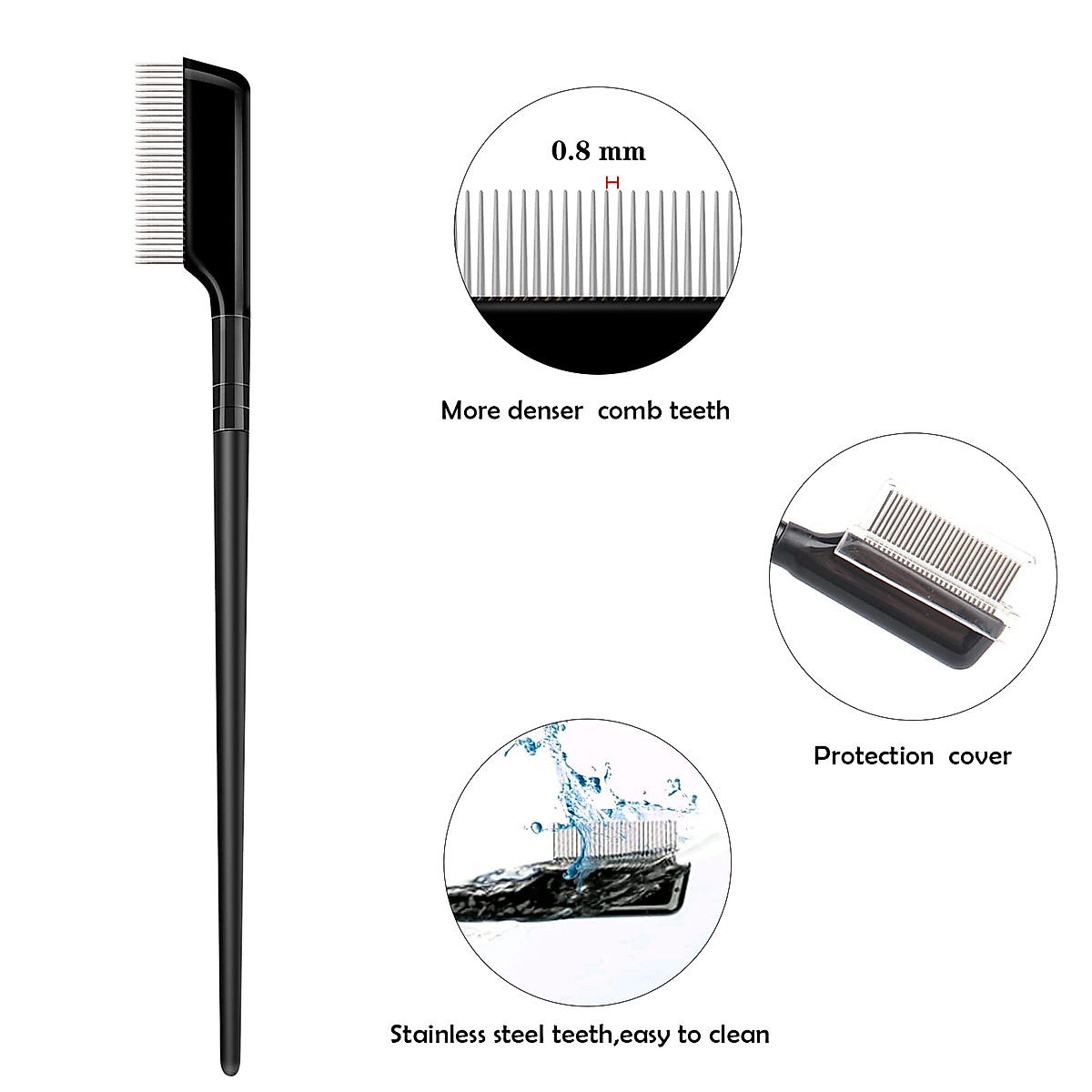 Eyelash Comb Lash Brush Separator 2Pcs, Dust2oasis Eyelashes Separator Curler Makeup Mascara Applicator, Eyelash Grooming Brushes Metal Teeth, Eye Makeup Brush Tools with Comb Cover dark black