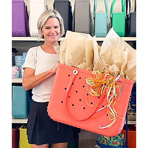 BOGG BAG Original X Large Waterproof Washable Tip Proof Durable Lightweight Cute Open Tote Bag for the Beach Boat Pool Sports 19x15x9.5 - Durable Rubber Bags For Women - Patented Design