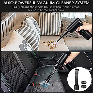 Compressed Air Duster, 100000RPM Electric Air Duster & Vacuum Cleaner 2 in 1 Rechargeable 7600mAh Cordless, Keyboard and Computer Cleaner, Replaces Compressed Air Cans