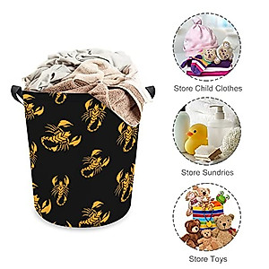 Emperor Scorpion Foldable Laundry Basket Waterproof Hamper Storage Bin Bag with Handle 16.5"x 16.5"x 17"
