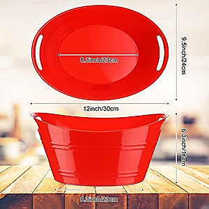 6 Pieces Ice Buckets Bulk, Plastic Ice Buckets with Handles, Oval Storage Tub, Large Capacity Ice Drink Bucket for Party Bar Wine Beer Champagne Beverage Bottle Cooler (Multicolor,4.5 Liter)