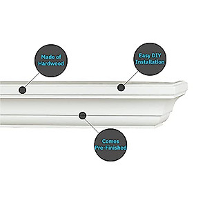 MANTELSDIRECT 60 Inch Floating Fireplace Mantel Wood Shelf in White - Colton from Mantels Direct | Wooden Rustic Wall Shelf Perfect for Décor and Electric Fireplaces