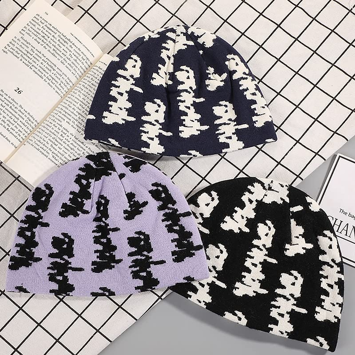 LaurelTree Y2K Beanies y2k Hat Grunge Accessories Slouchy Beanies for Women Y2k Clothes Crochet Hats (Black)