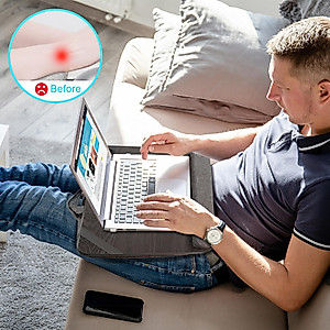 KerrKim Laptop Lap Desk Bed Table, Fits up to 15.6 inch Laptop Desk with Cushion, with Anti-Slip Strip & Large Storage Space for Home College Office Students Use as Computer Laptop Stand, Book Tablet