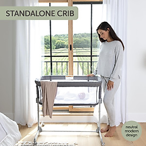 3 in 1 Baby Bassinet, Bedside Sleeper, & Playpen, Easy Folding Portable Crib (Grey)- KoolaBaby (Mesh Bassinet)