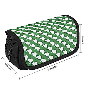 Kiwi Bird Pencil Case with Two Large Compartments Pocket Big Capacity Storage Pouch Pencil Bag for School Teen Adult