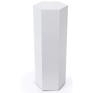Displays2go Hexagon Pedestal Showcase, Laminated Particle Board - White (SMHEXPD36WHT)