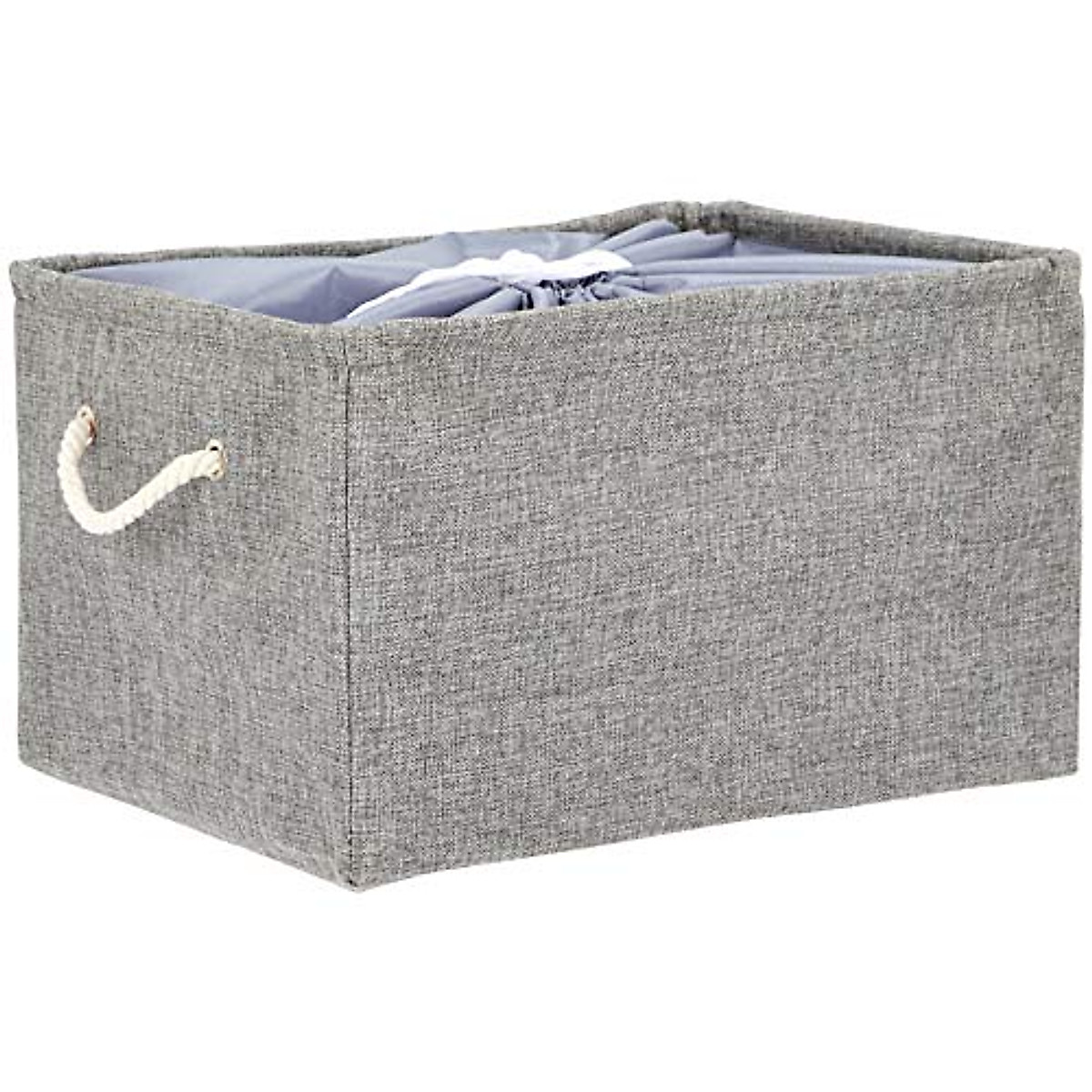 Amazon Basics Fabric Storage Basket Container with Handles and Drawstring, Large