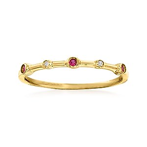 RS Pure by Ross-Simons Gemstone and Diamond-Accented Ring 14kt Yellow Gold