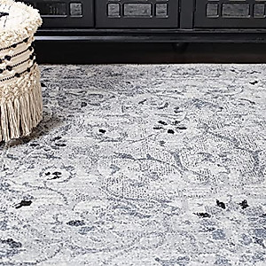 SUPERIOR Indoor Large Area Rugs with Jute Backing, Modern Distressed Floral Decor, Perfect for Entryway, Kitchen, Office, Bedroom, Living/ Dining Room, Dorm, Caine Collection, 5' x 8', Platinum