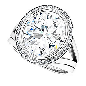 4 CT Oval Cut VVS1 Colorless Moissanite Engagement Ring Set for Women Bridal Rings Set Handmade Bezel Moissanite Wedding Gifts Anniversary Promise Her 925 Sterling Silver