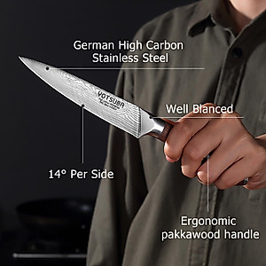 YOTSUBA Utility Knife,5" Petty Kitchen Knife, Forged High Carbon German Steel Full Tang & Razor Sharp Ergonomic Handle Design