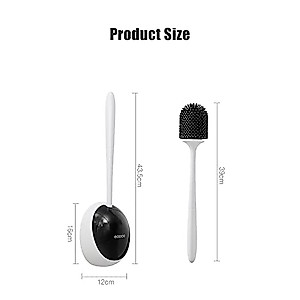 Silicone Toilet Brush and Holder Set,Toilet Bowl Scrubber for WC Accessories Cleaning Tools Wall-Mounted Home Bathroom Accessories Sets,Black Furniture (Color : Gray)