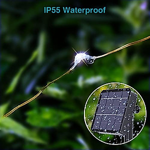 kolpop Solar String Lights Outdoor, 78.7FT 240LED Solar Fairy Lights Outdoor Waterproof 8 Modes Silver Wire Solar Powered Lights Indoor for Garden Patio Gate Yard Party Wedding Camping(Blue)