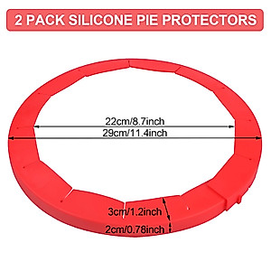 RONGRONG Adjustable Pie Crust Shield, BPA-free and Food Safe Silicone Pie Protector for Baking Pie, Fits Rimmed Dish 8" - 11.5" - Dishwasher Safe (2 Pack)