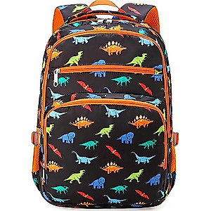 BLUEFAIRY Dinosaur Backpack for Boys Kindergarten Elementary School Bags for Kids Toddler Primary Bookbags for Preschool Lightweight Mochila Para 3 4 5 6 7 Niños Gifts (Orange)