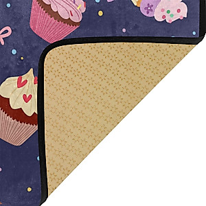 susiyo Kitchen Mat Cute Little Cupcakes Kitchen Rug Mat Anti-Fatigue Comfort Floor Mat Non Slip Oil Stain Resistant Easy to Clean Kitchen Rug Bath Rug Carpet for Indoor Outdoor Doormat