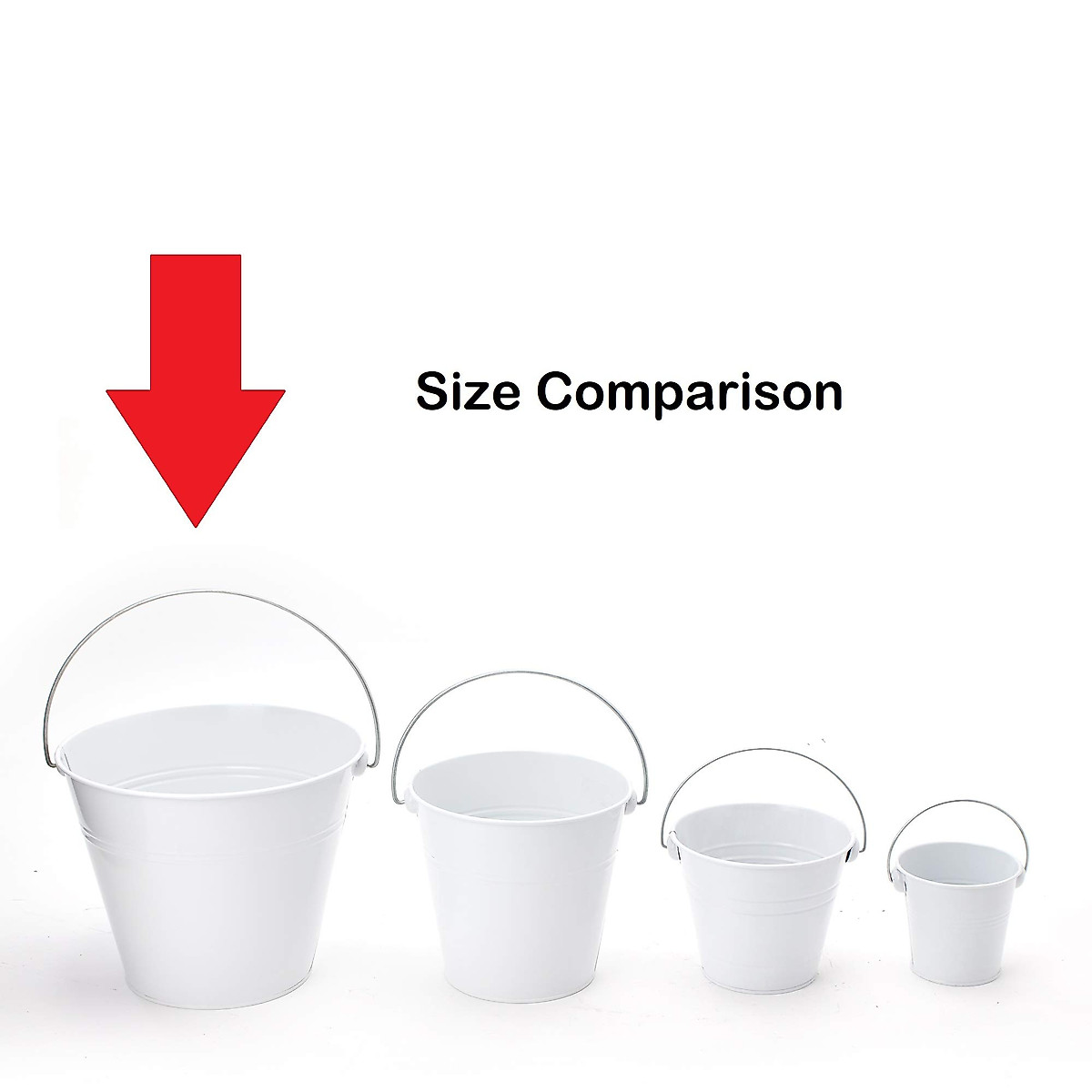 Simply Elegant Extra Large Metal Bucket with Handles (10"x10"x9") Multi-Purpose Buckets for Party Favor, Wedding Centerpiece, Garden Planters Goody Baskets, Christmas Decorations (White)