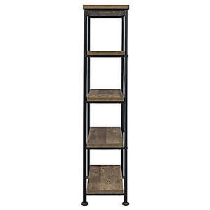 Coaster Furniture Analiese Rustic Industrial 4 Shelf Bookcase Bookshelf Etagere Composite Wood Shelves Metal Frame Brown Oak Black 802543