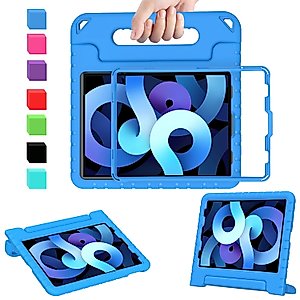 AVAWO Kids Case for iPad Air 6th Generation 2024(M2)/Air 5 2022/Air 4th 2020, iPad Air 10.9 Case & Pro 2nd/3rd Gen- Light Weight Shockproof Handle Stand Case for Kids Child Toddlers Boys, Blue