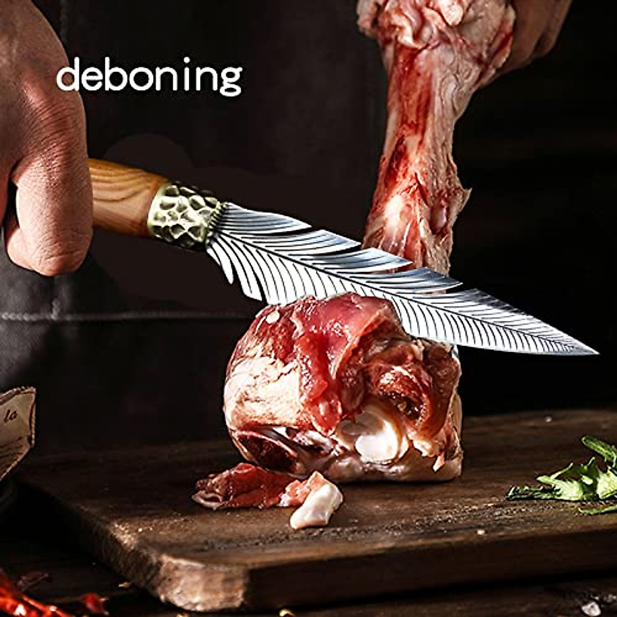 HENWAFX boning knife for meat cutting,viking knife,Outdoor hunting camping barbecue with sheath, meat and fish fillet bbq knife hand forged