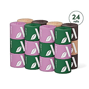 Amazon Aware 100% Bamboo 3-Ply Toilet Paper, Unscented, 24 Rolls, FSC Certified, 350 Sheets, 8400 Count, Pack of 24, Plastic-Free