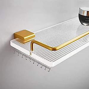 HSXJJ Rack Acrylic Shelf with Towel Bar and Rails Aluminum Extra Thick Acrylic Bathroom Rack with Towel Bar 15.7" x 4.7" (Gold)