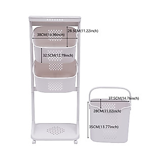 Laundry Basket Bathroom, Multi-layer Clothes Storage Basket, Household Bathroom Simple Storage Shelf, Kitchen Shelf Fruit Stand Shelf With Wheels (3 Tiers)